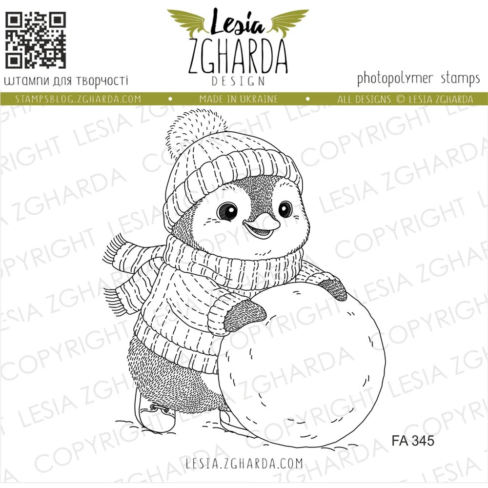 Штамп Lesia Zgharda Penguin FA345, белый