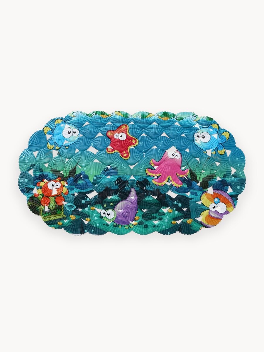 Коврик противоскользящий СПА в ванну на присосках Доляна «Морские жители», 36×67 см