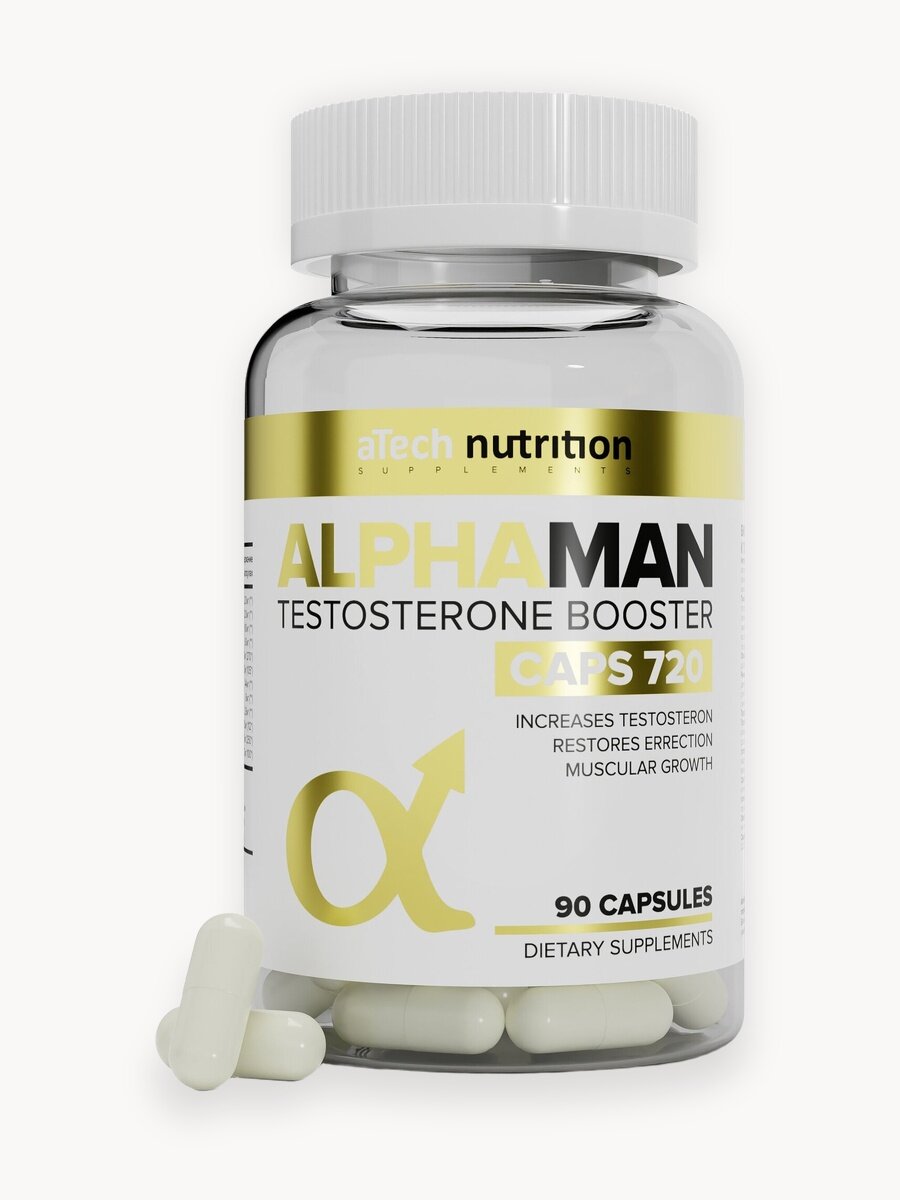 Средство для повышения тестостерона «ALPHAMAN», aTech nutrition, 90 капсул