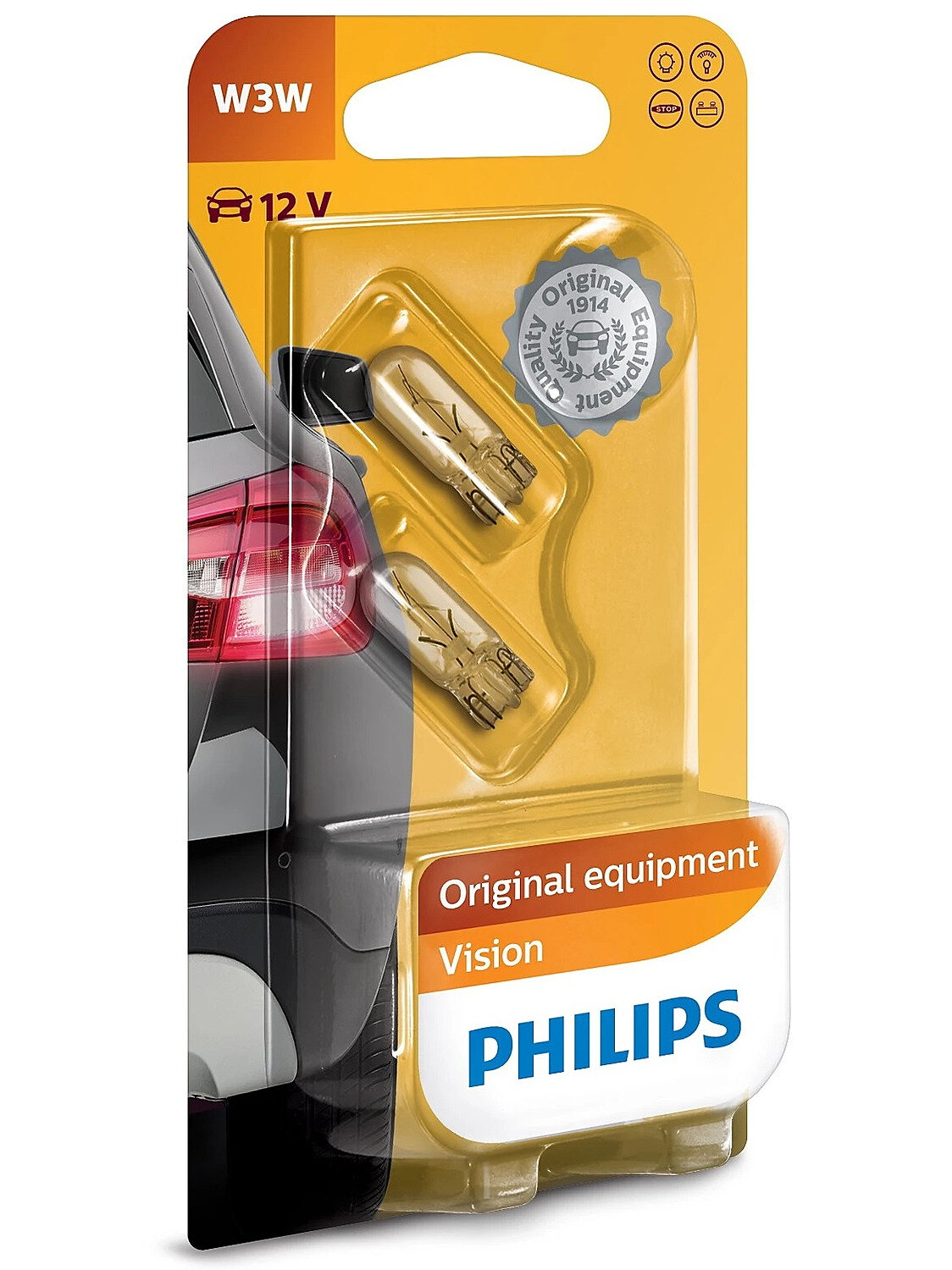 Лампа Philips Vision W3W 12V 3W W2.1x9.5d 2 шт. 12256B2