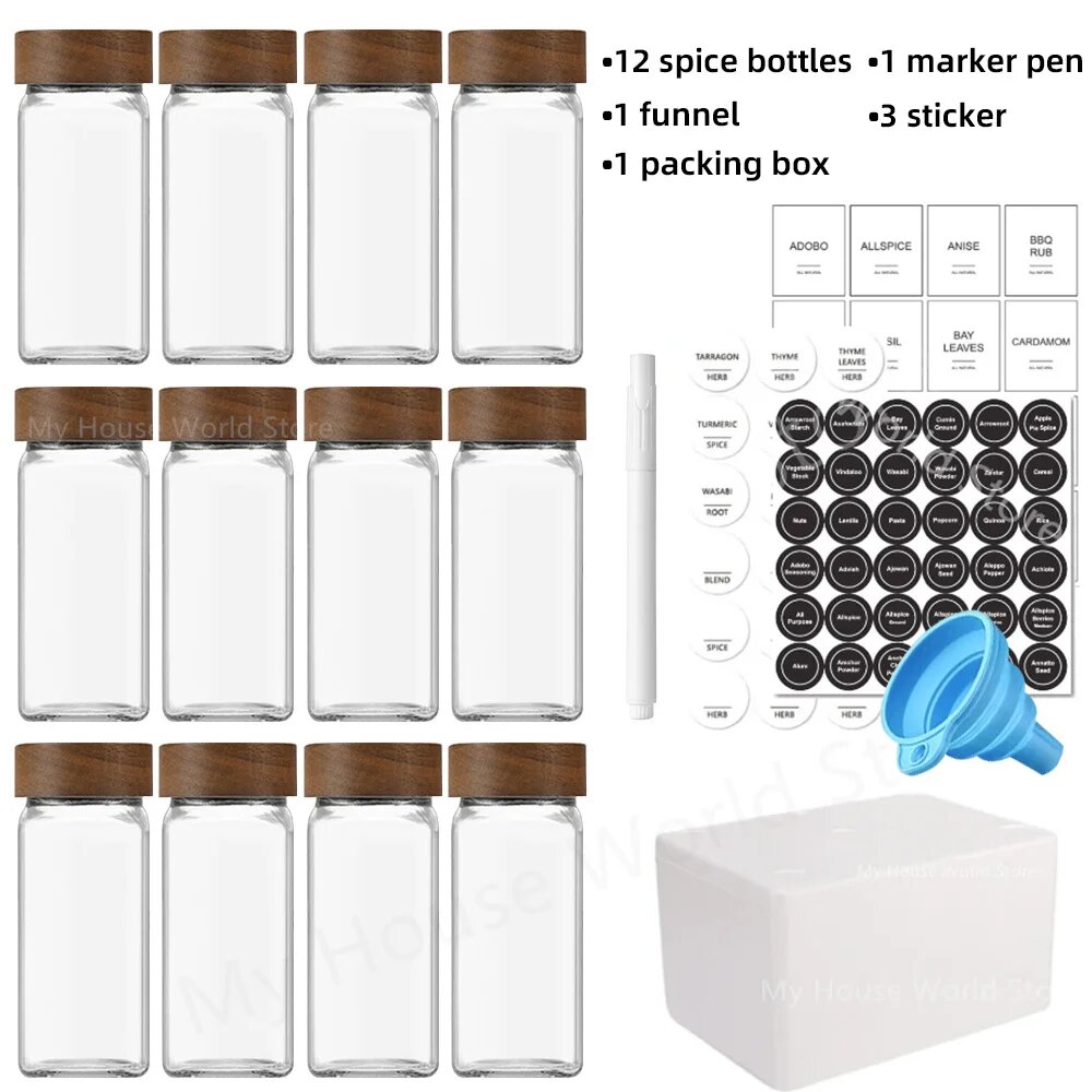 Набор стеклянных баночек для специй 13 шт. 12pcs 4ozl jars set