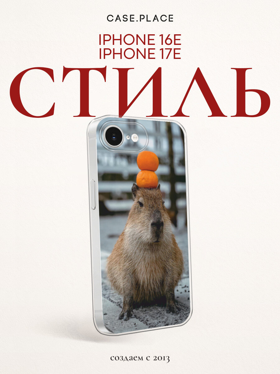 Чехол на Apple iPhone 16e/17e / Айфон 16е/17e с принтом Капибара медитирует