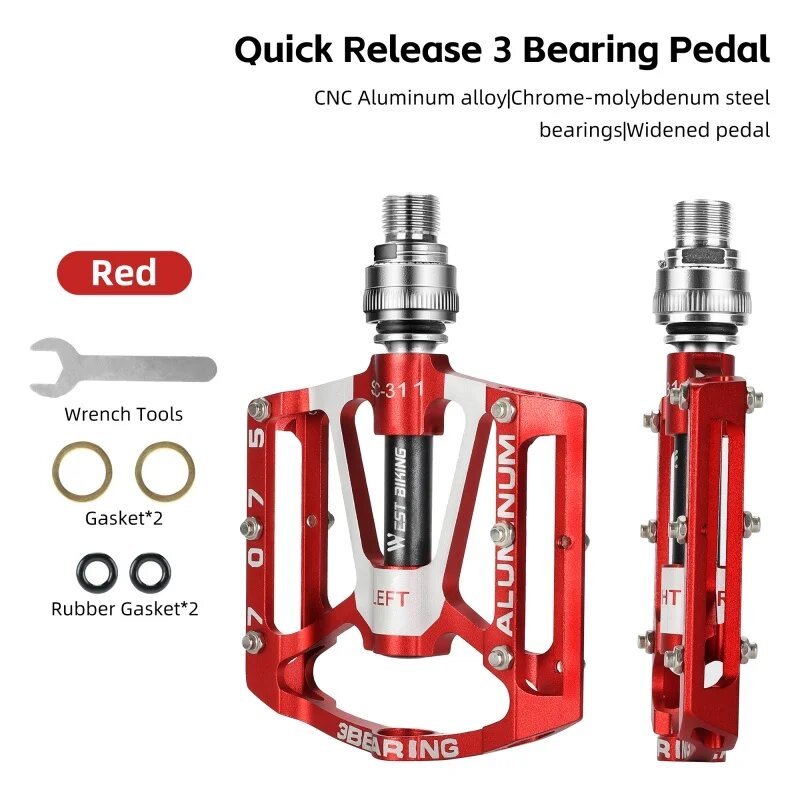 Велопедали WEST BIKING Quick Release Red, 3 Bearing