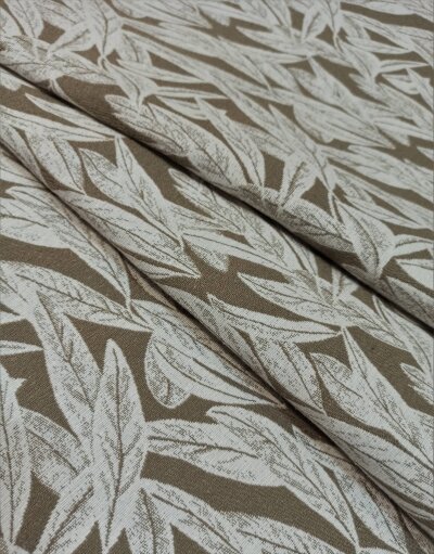 Ткань для штор, мебели и покрывал Берген цвет 56, листья, жаккард