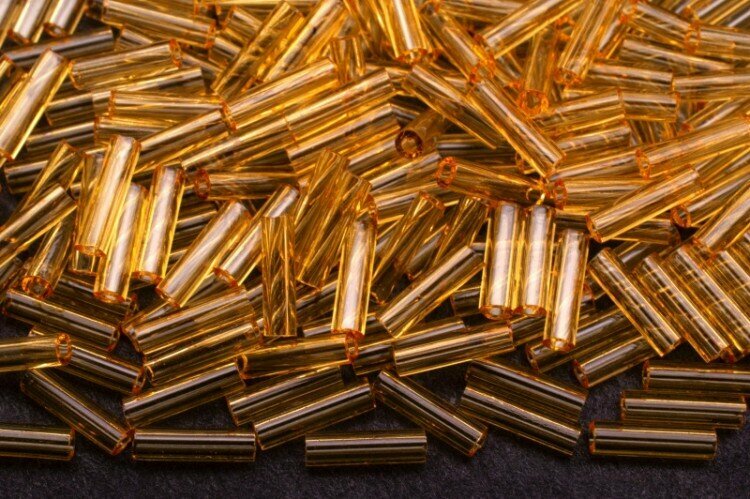 Бисер японский Miyuki Bugle стеклярус 6мм #0132 светлый топаз, прозрачный, 10 грамм