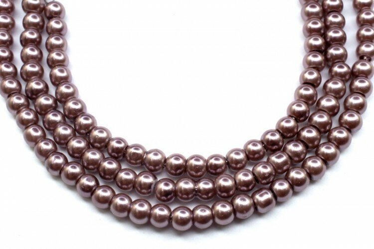 Жемчуг искусственный 4мм, отверстие 0,5мм, цвет коричневый, 512-009, 20шт