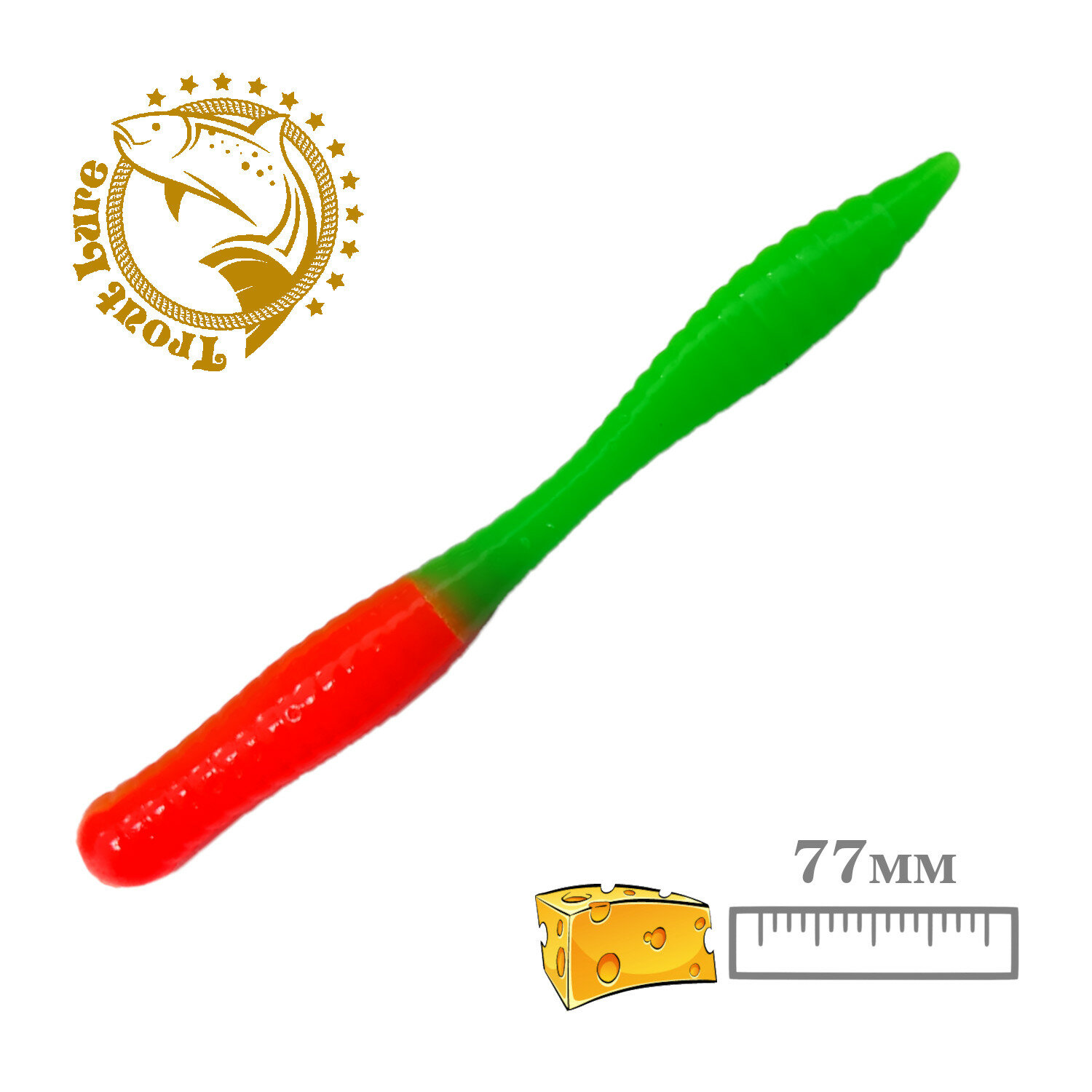 Силикон TROUT LURE (SANSAN) в банке, BEAVER 77, СЫР, COL. 32 (Red-Green), (10шт)