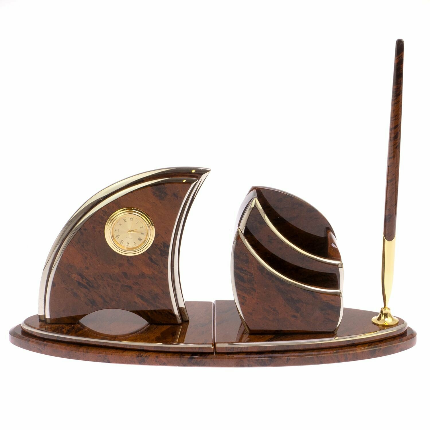 Письменный набор "Парус" камень обсидиан 122891