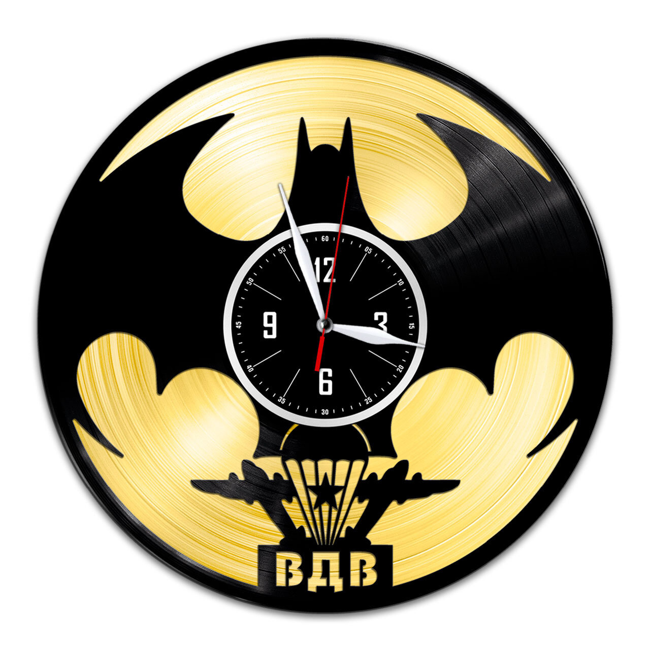 Разведка ВДВ - настенные часы из виниловой пластинки (с золотой подложкой)
