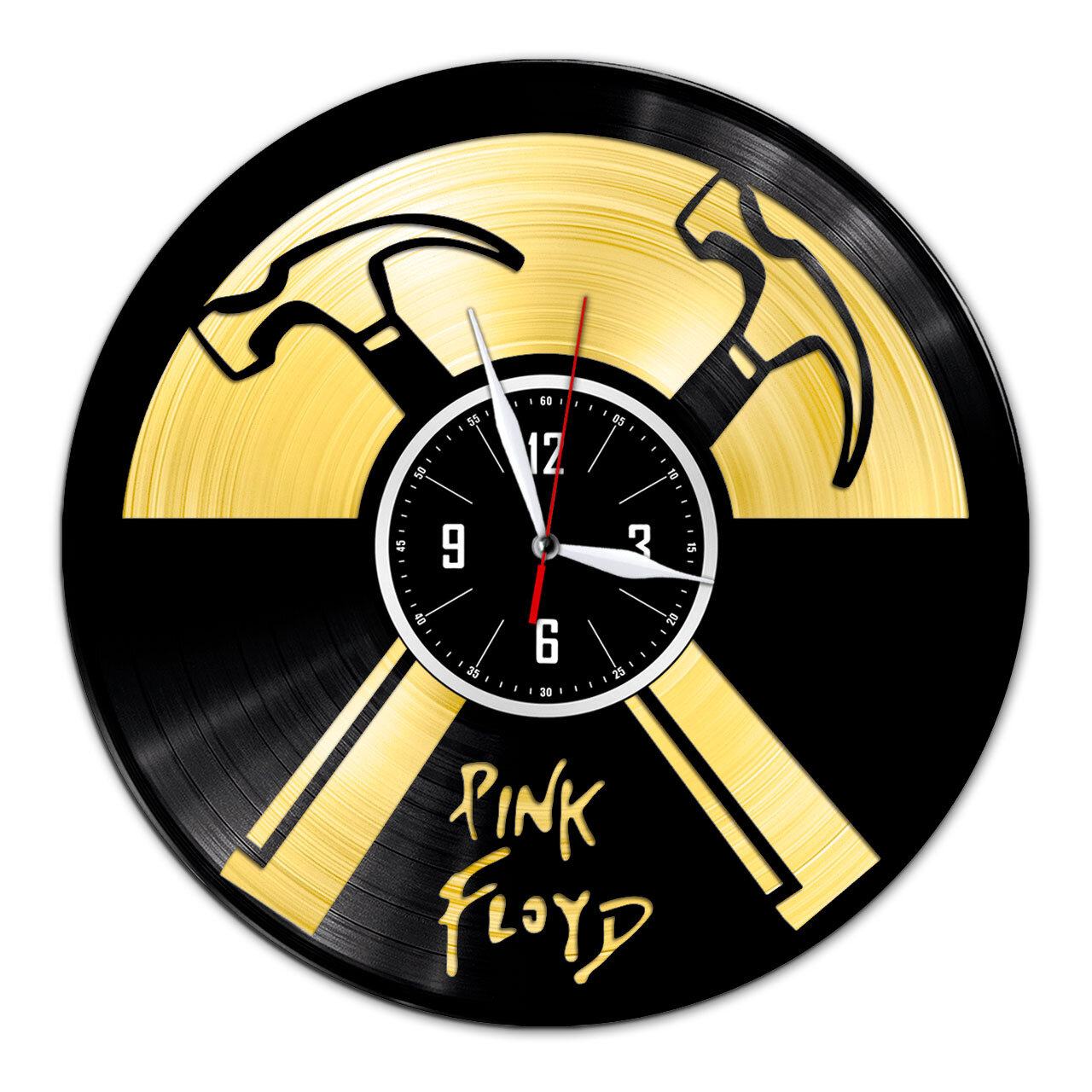 Pink Floyd - настенные часы из виниловой пластинки (с золотой подложкой)