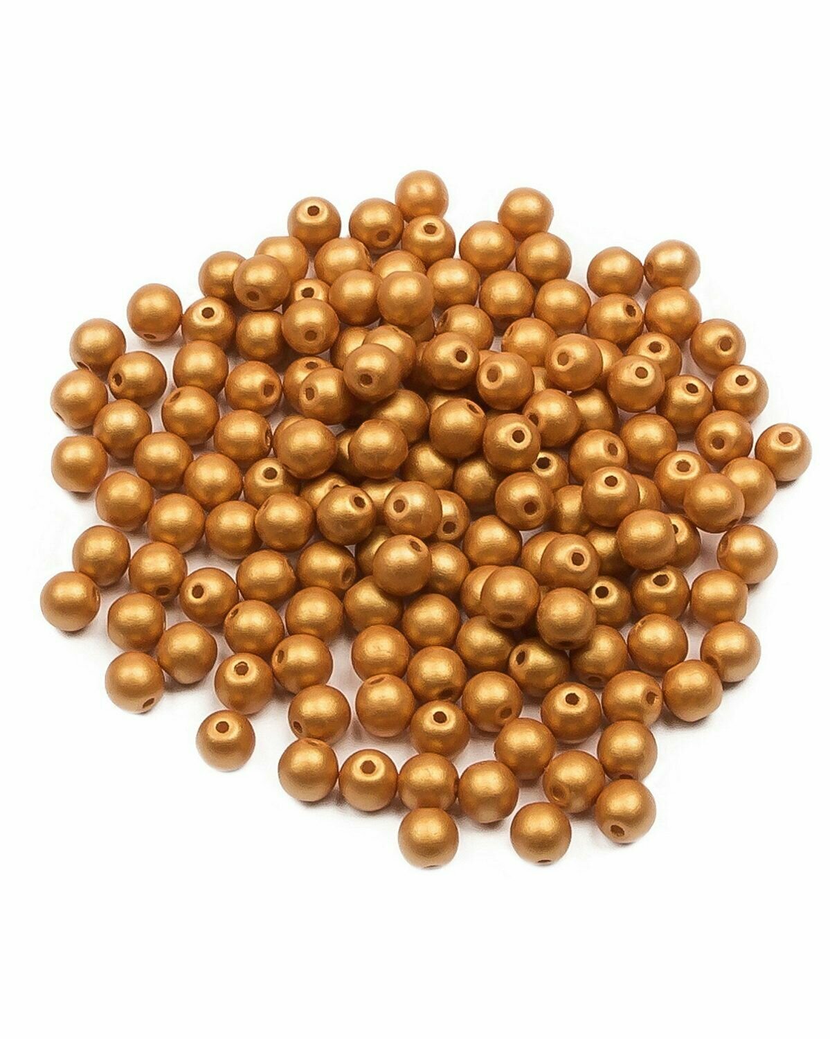 Стеклянные чешские бусины, круглые, Round Beads, 4 мм, цвет Alabaster Metallic Gold, 150 шт.