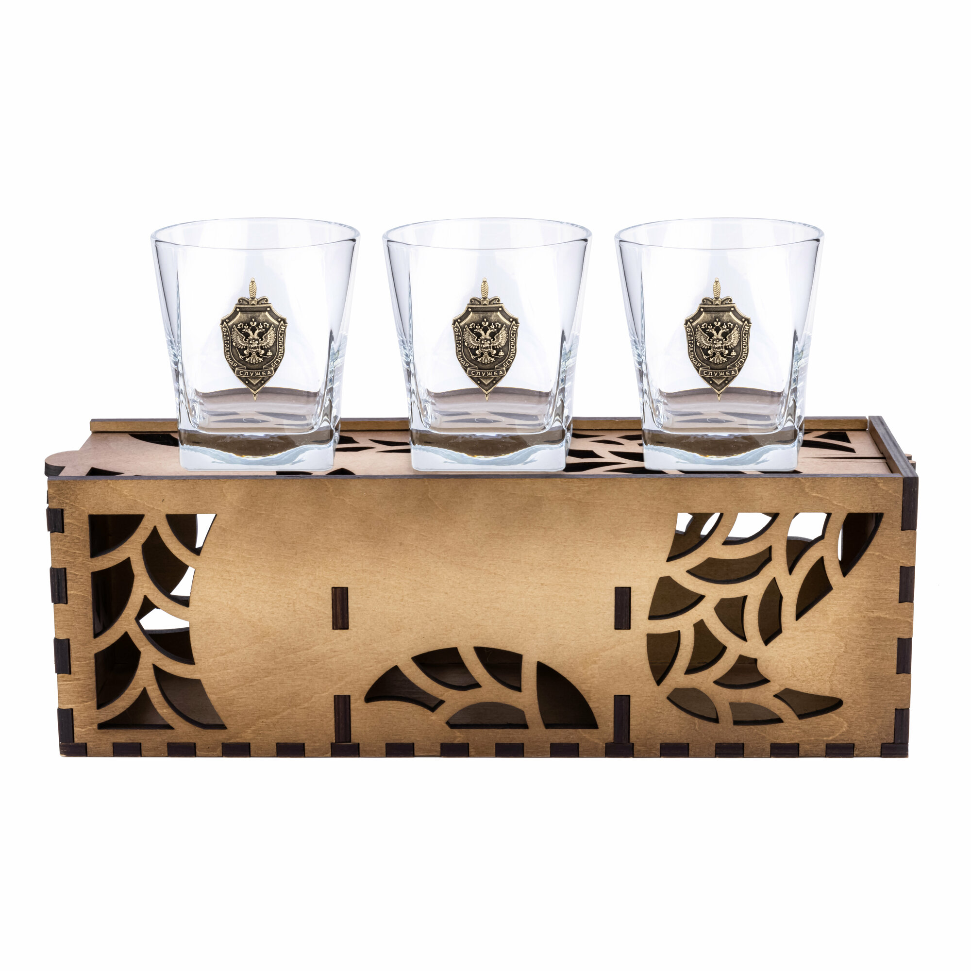 Набор Стаканов герб ФСБ 3шт (ВхШхД 9см./9см./9см.)