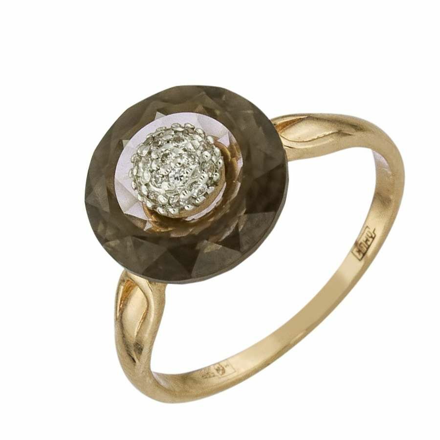 Кольцо, красное золото, 585 проба, раухтопаз