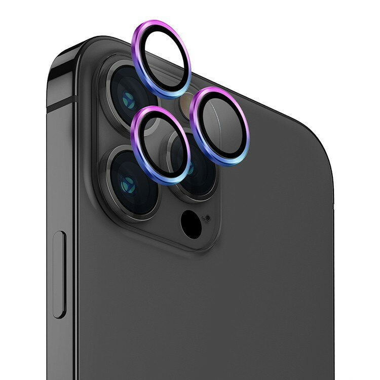 Uniq стекло для камеры iPhone 15 Pro, OPTIX Camera Lens protector Aluminium, Iridescent (3 линзы)