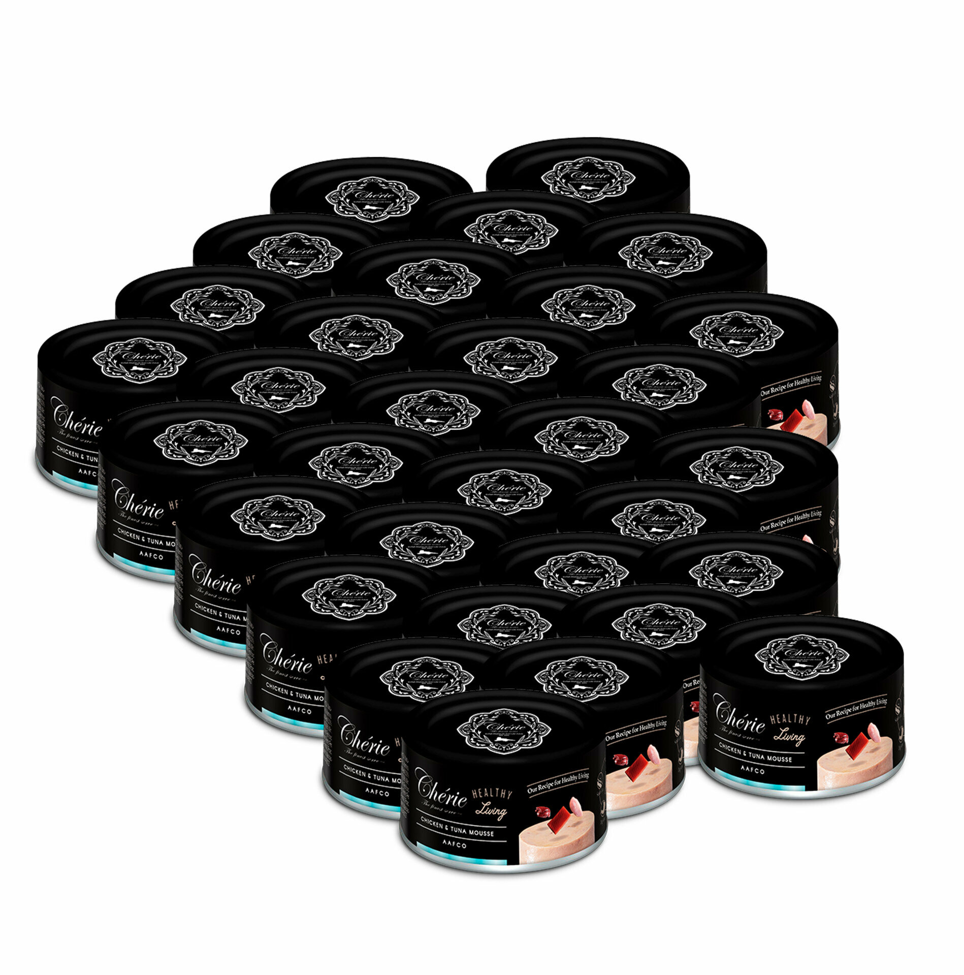 Pettric Cherie Healthy Living влажный корм для взрослых кошек мусс из курицы и тунца, в консервах - 80 г x 32 шт.