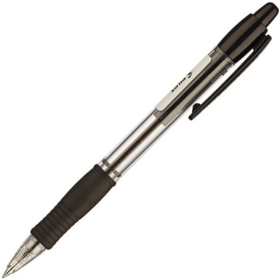 Ручка шариковая Pilot BPGP-10R-F-B (32032) авт. 0.22мм корпус пластик резин. манжета прозрачный черн