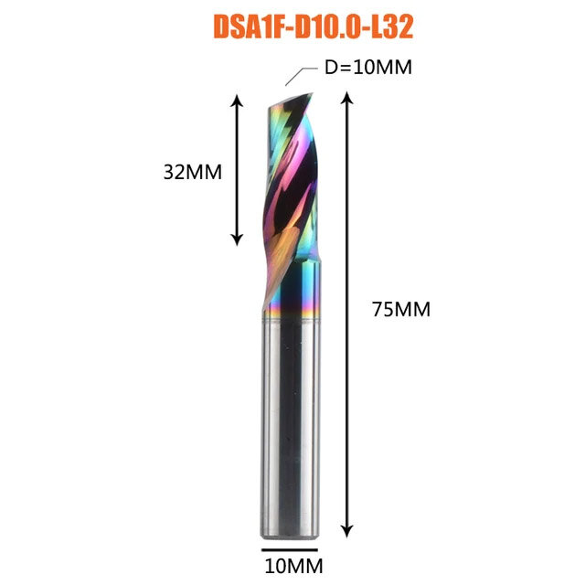 Dreanique однозаходная фреза по алюминию (10x32x75x10 покрытие DLC) DSA1F-D10.0-L32 39708