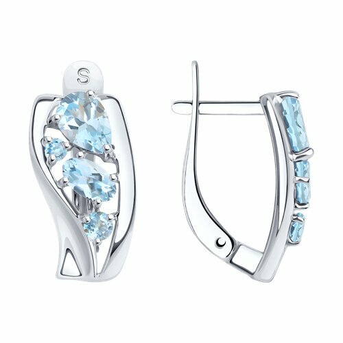 Серьги, серебро, 925 проба, родирование, топаз