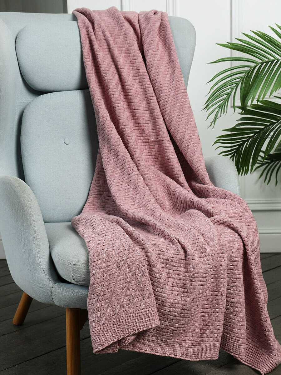 Плед вязаный VITACCI HOME MTP02-14, акриловый, 1.5 спальный, розовый