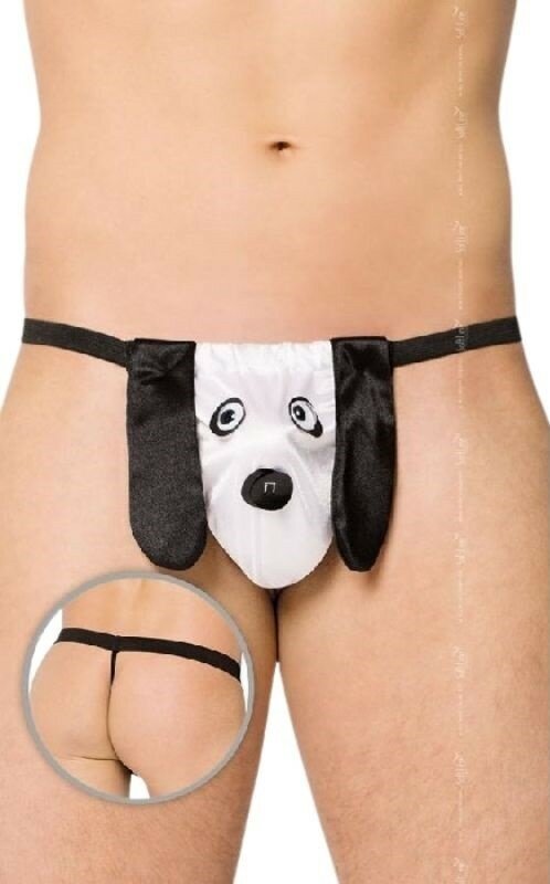 Стринги для мужчинсоблазнительные с декоративными элементами Soft Line"Собачка" белый S/L