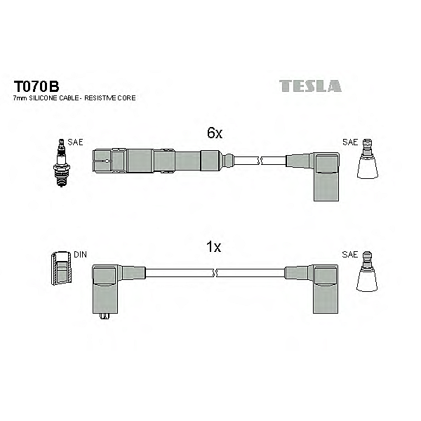 TESLA T070B к-кт проводов\ mb w124 / w201 / w126 2.6 / 3.0i 85-97