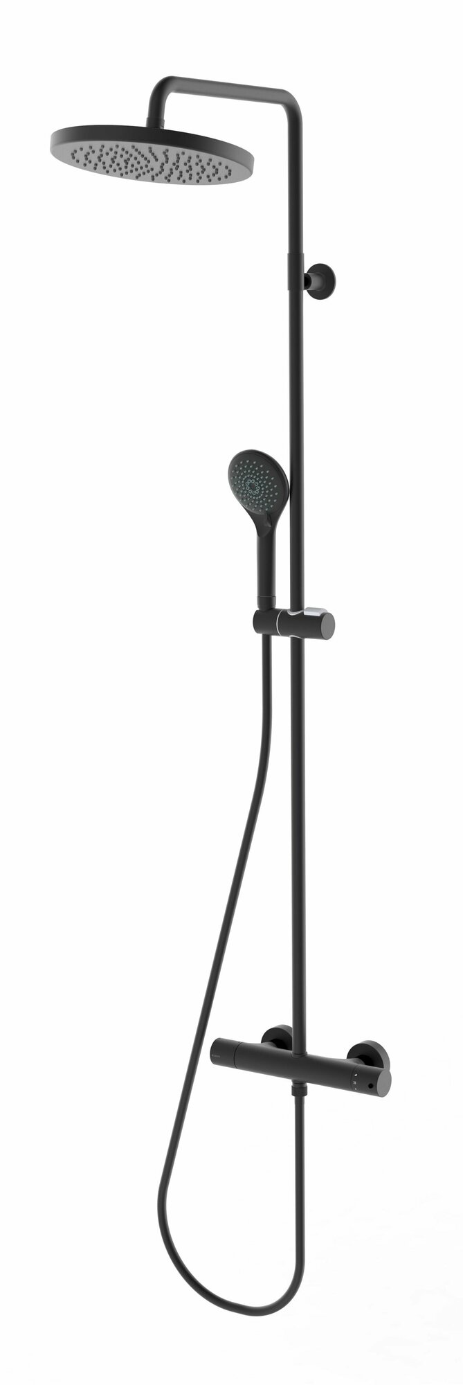 Душевой гарнитур Bossini ELIOS с термостатическим смесителем, верхний душ 250 мм, ручной душ с 3 режимами, цвет: черный матовый (L10172.073)