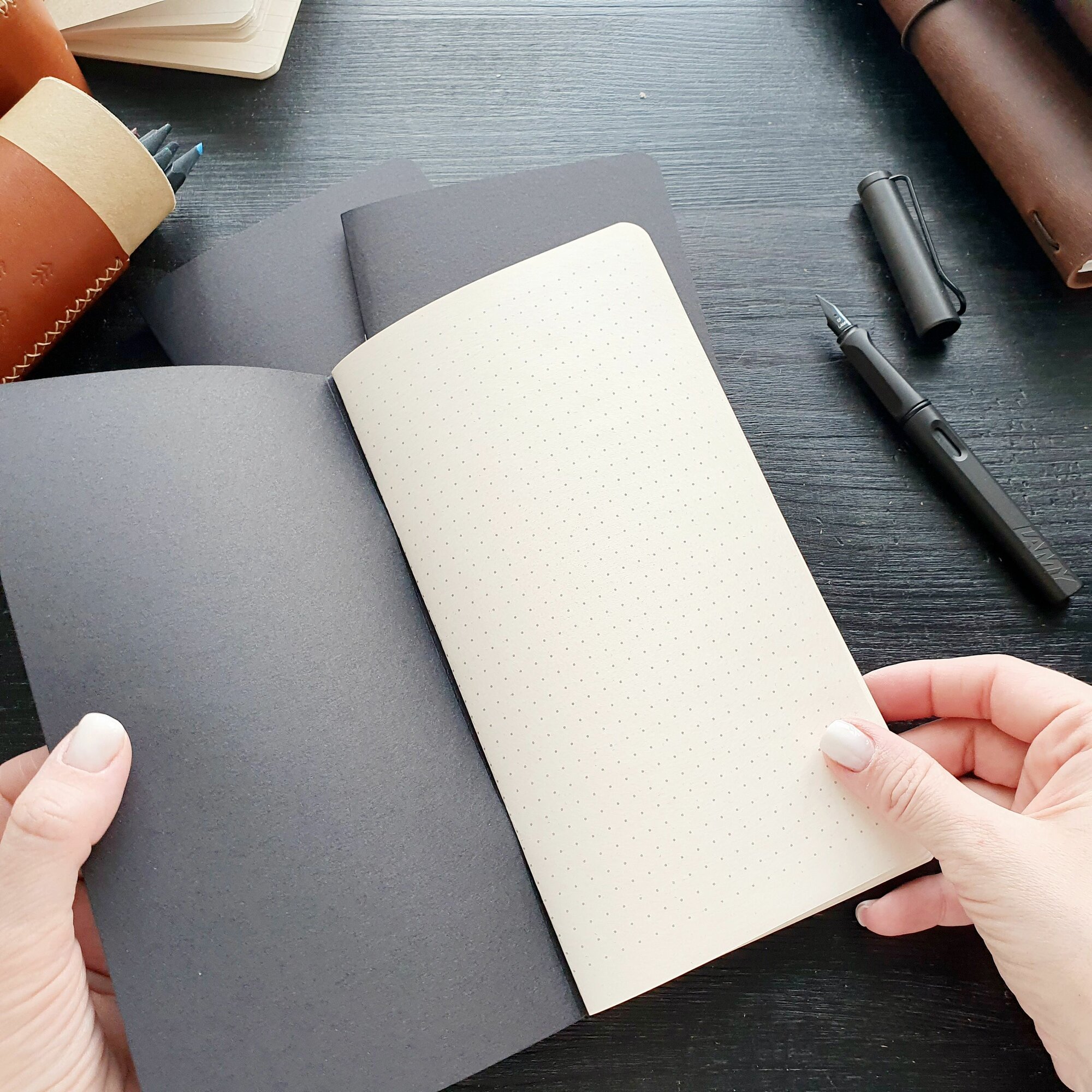 Сменные блокноты формата Midori Standart (11х21см) эко в точку, запасные тетради 3 штуки по 30 листов