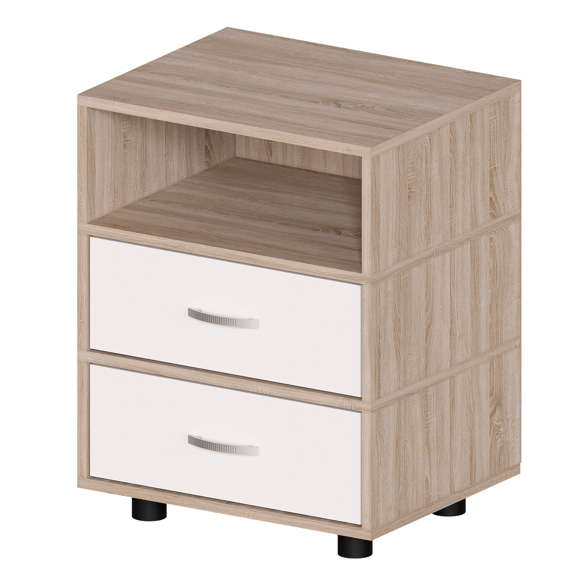 Комод СитиМебель-4 Ширина 50 см, Глубина 50 см, Высота 64 см, цвет: каркас дуб сонома, фасад белый