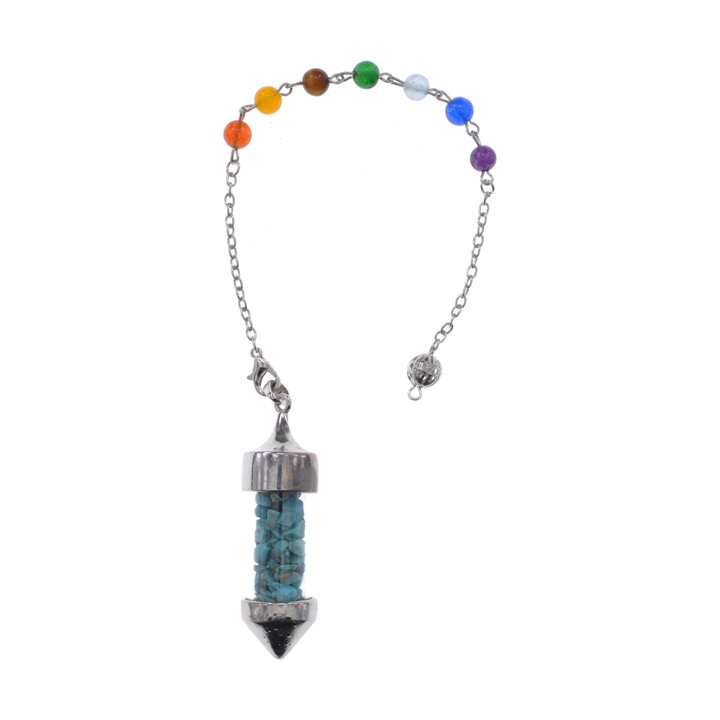 Маятник для биолокации 7 Чакр, Бирюза, размеры маятника: 5,5х1,5см, длина цепочки: 19,5см. Foresta di Odori