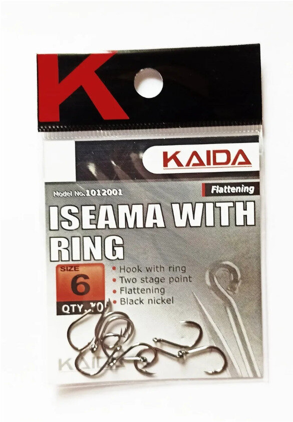 Крючки одинарные Kaida ISEAMA размер 6 (Количество в наборе 10шт)