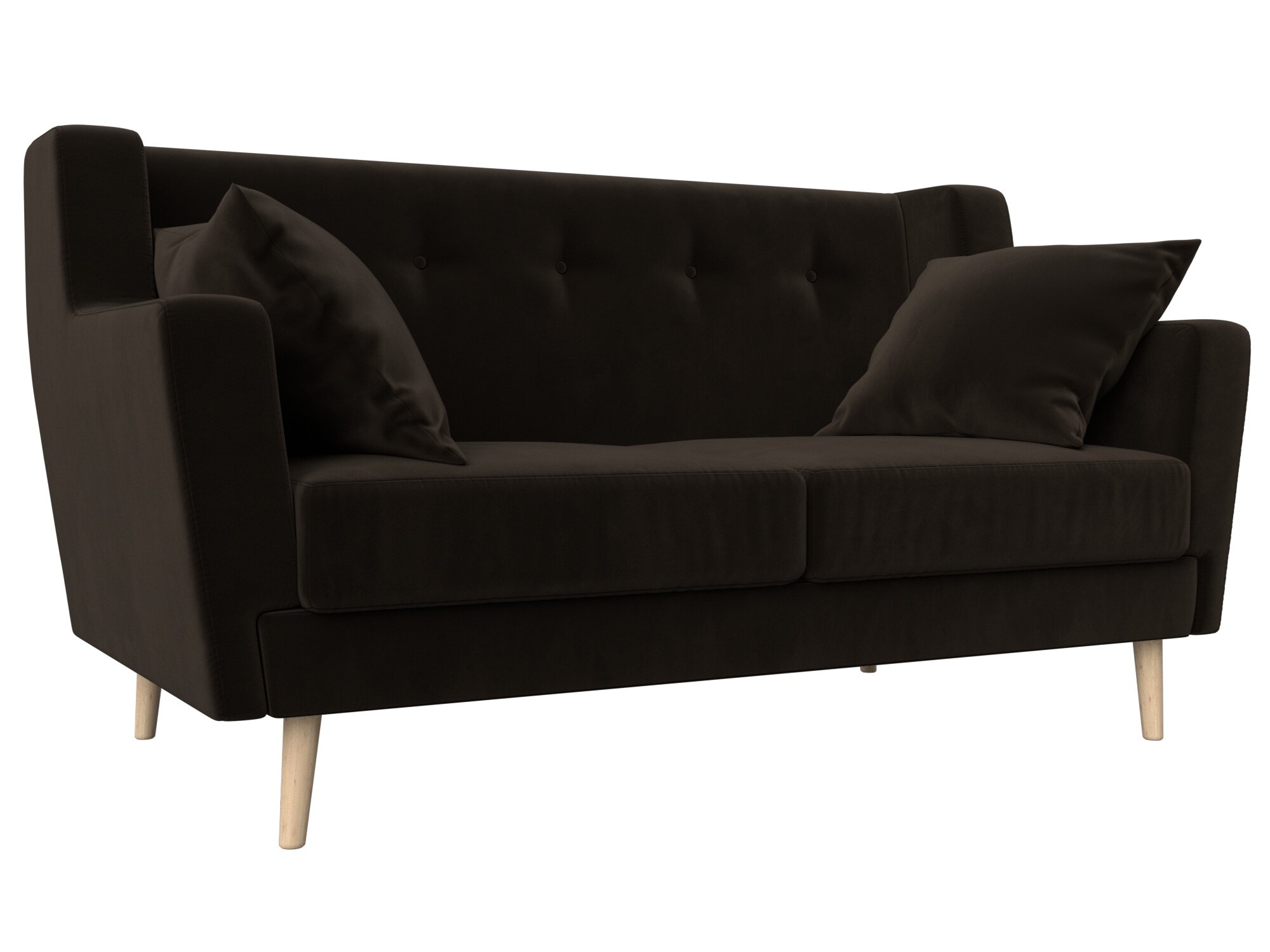 Диван кухонный прямой Брайтон 2, микровельвет, механизм нераскладной, коричневый, 139x77x85см. Хит Диванов