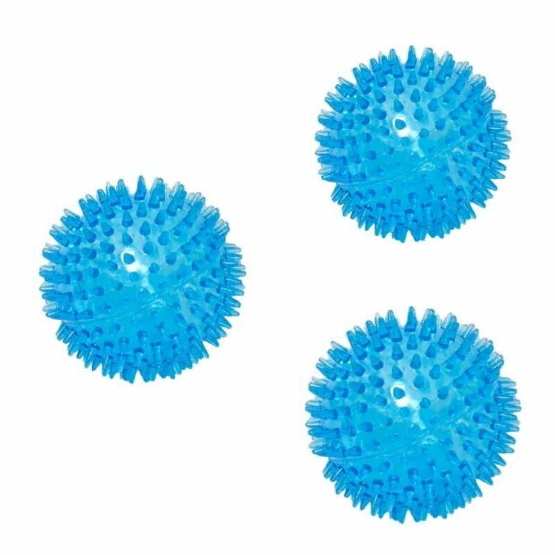 Homepet Игрушка для собак, мячик с шипами, с пищалкой, синий, 9 см, 3 шт.