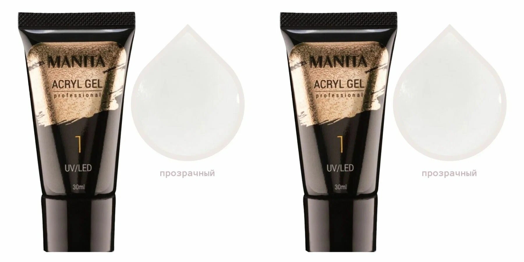 Акриловый гель Manita Professional для моделирования ногтей тон №01 прозрачный, 30 мл, 2 шт