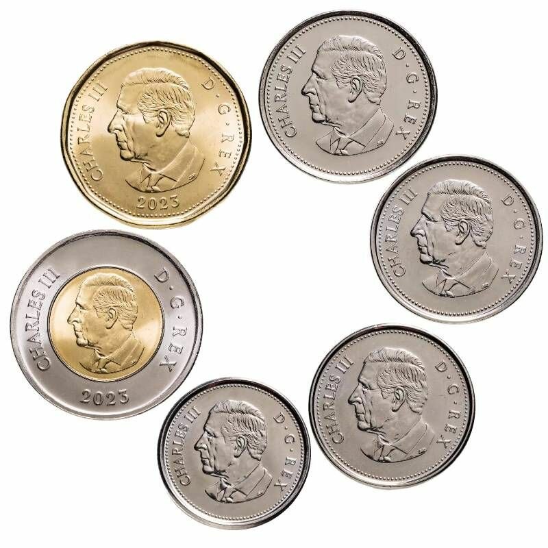 Набор монет Канады 2023 года. Король Карл 3. 6 монет.