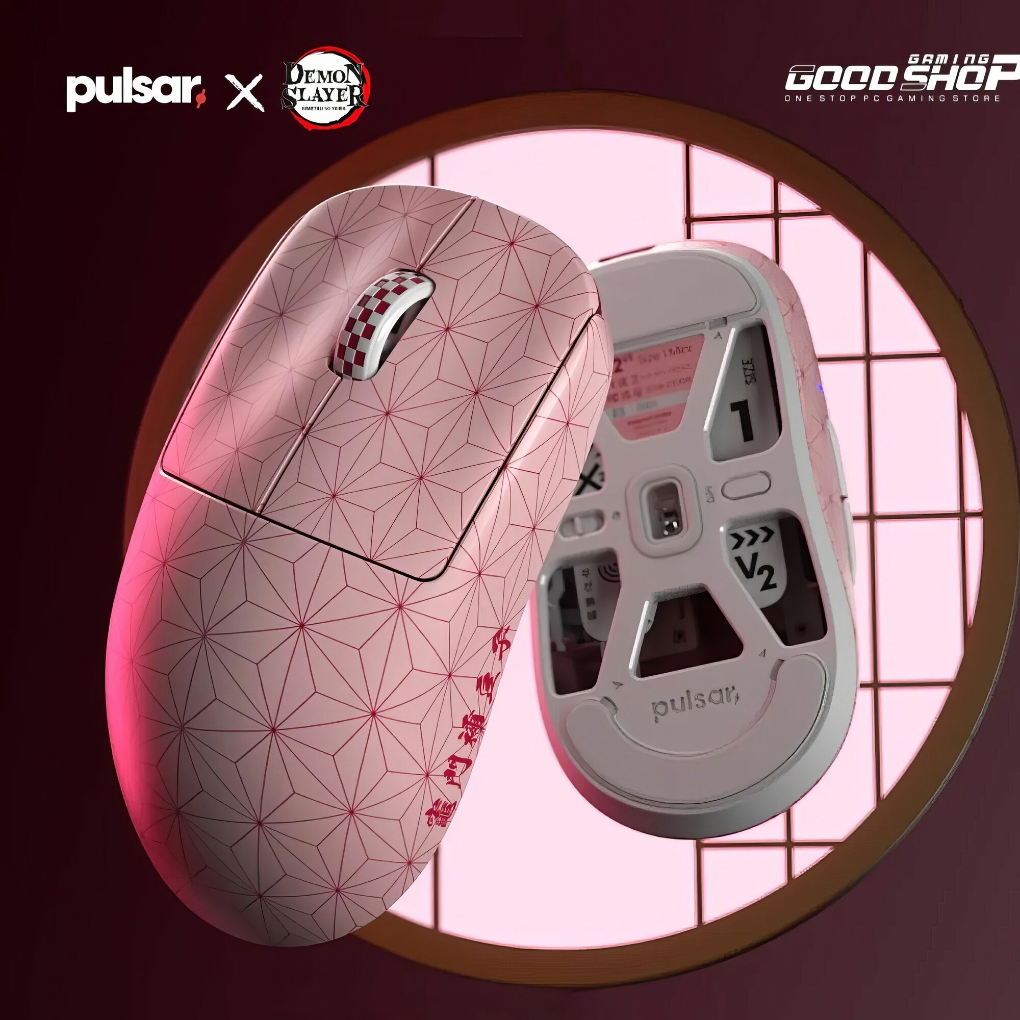 Pulsar Игровая мышь беспроводная Pulsar X2V2 Demon Slayer Edition, светло-розовый