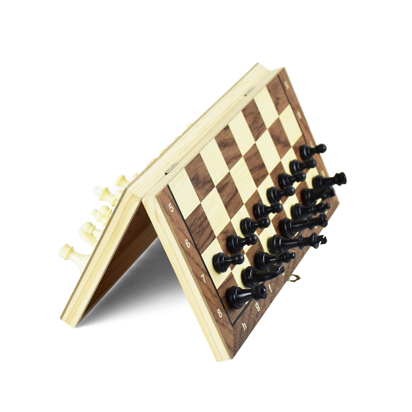 Набор 3 в 1 (шашки, шахматы, нарды) W2802М, 29см, дерево, магнитный