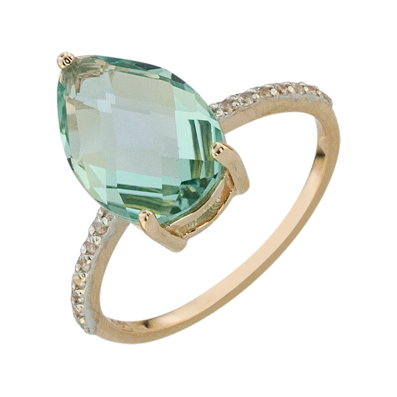 Кольцо, красное золото, 585 проба, аквамарин