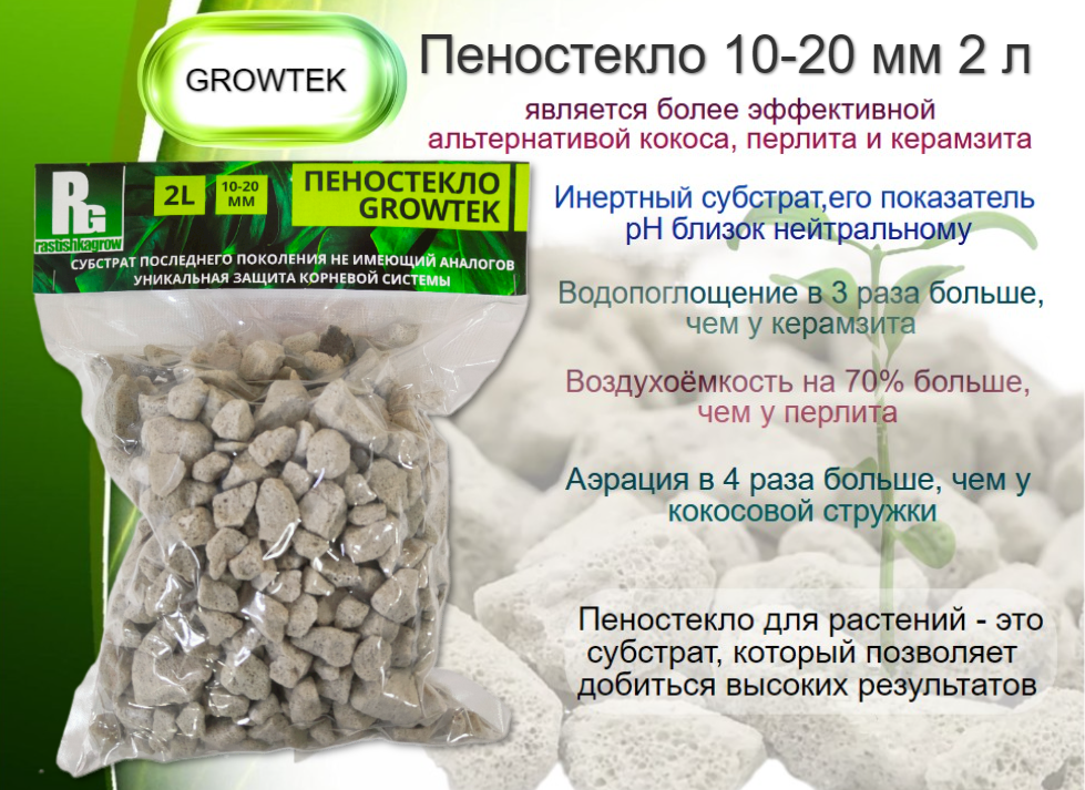 GROWTEK Пеностекло 10-20 мм 2 л