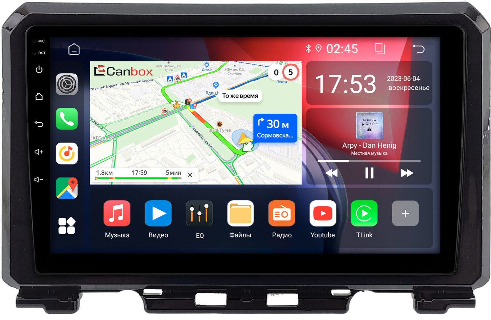 Штатная магнитола Suzuki Jimny 4 2018-2024 Canbox RS9-9216 1.5/32 Android 10 (IPS, DSP, CarPlay)