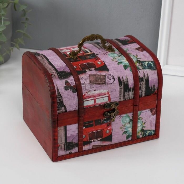 Шкатулка КНР сундучок, путешествие по Европе, деревянная, 15х20х15 см