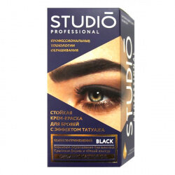 Краска для бровей и ресниц STUDIO 3D Golografic 20мл Экстра-чёрная