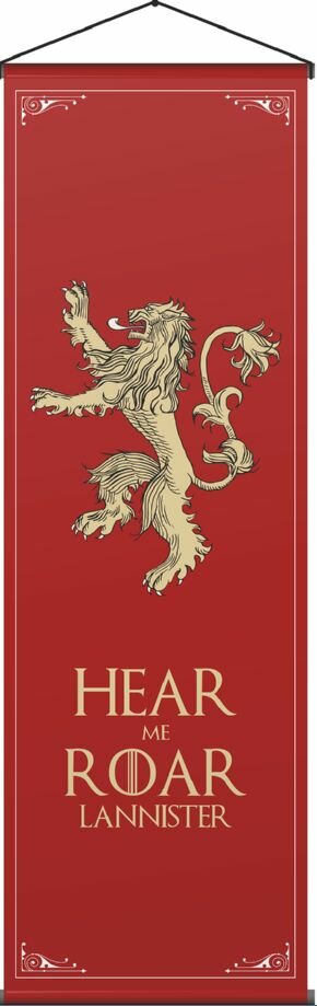 Двухсторонний вертикальный флаг Игр престолов из блэкаута Дом Ланистеров, 50х150 см