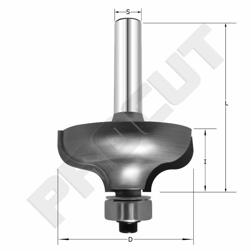 Фреза по древесине, фанере профильная "Гусёк" R6.35 D=38x16x57 S=8 PROCUT