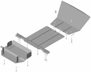 Защита стальная 2 мм Д, КПП, РК Chevrolet Niva 2002-2020; Lada Niva Travel с 2021 г MOTODOR.03006