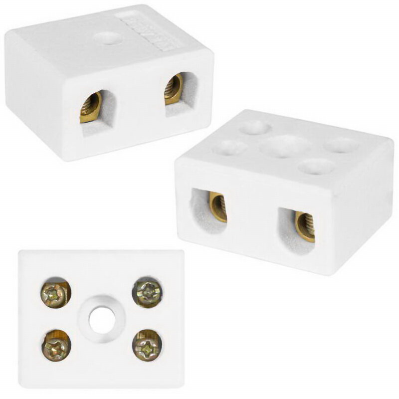 Клемма винтовая керамическая для проводов сечением 2.5 мм2, 2x2 контакта, 400 В, 12 А, -40.+450 °C