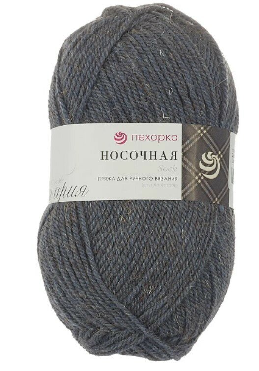 Пряжа Пехорка Носочная цвет 048-серый, 50% шерсть, 50% акрил 100г 200м 10шт