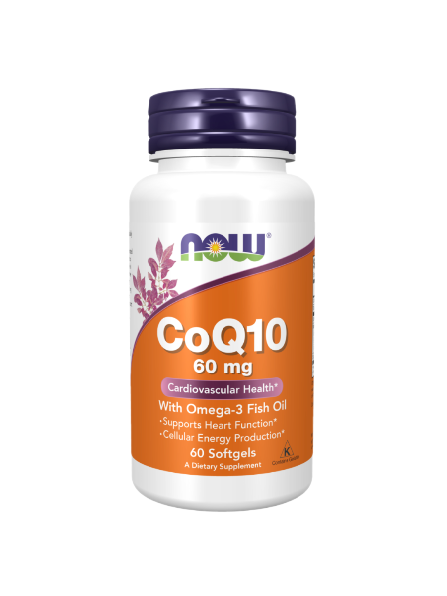 Now Коэнзим + омега 3 CoQ-10 60 мг with Omega-3 60 капсул, антиоксидант