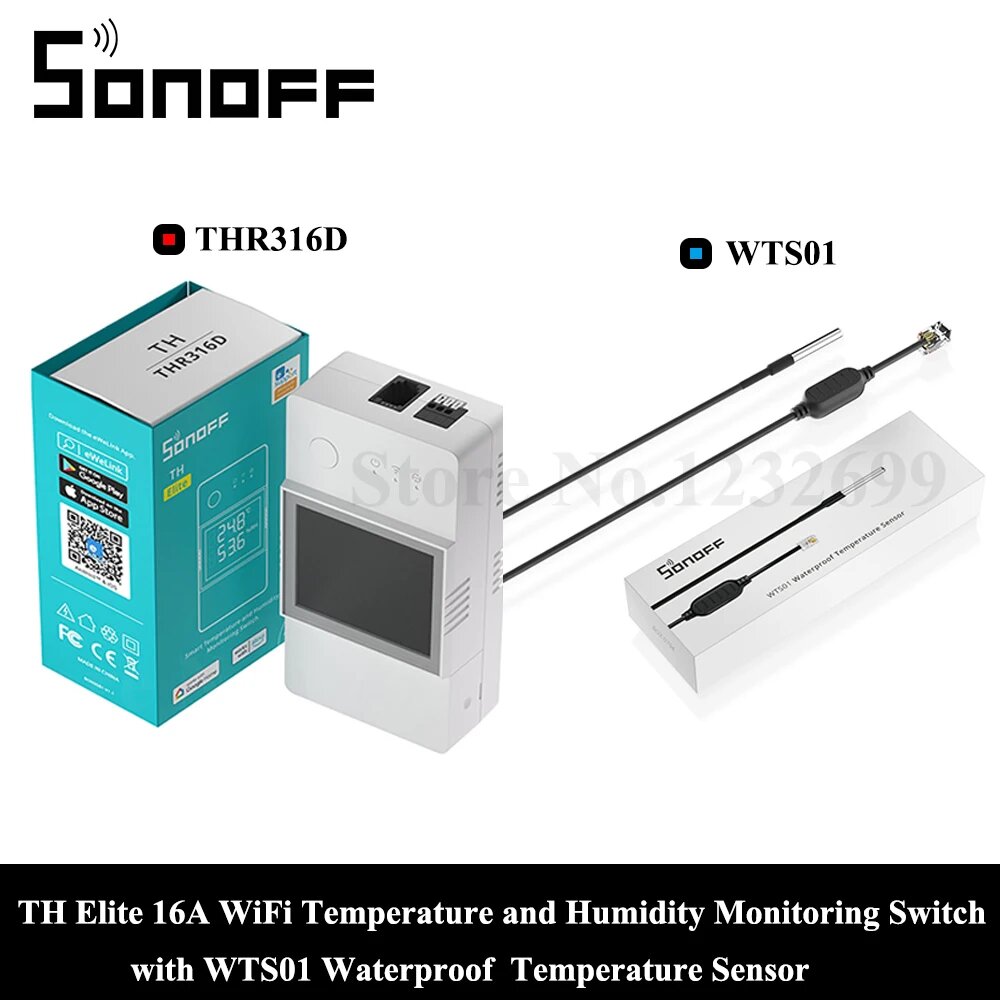 SONOFF TH Elite 16A Wi-Fi Smart Switch THR316D With WTS01