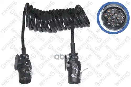 Кабель спиральный ! 15/15 полюсов, с 2 штекерами, 24V, Lmax=3500 Typ ISO12098 Stellox арт. 8801621SX