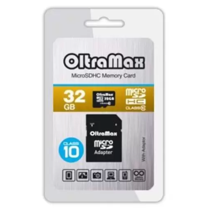 Карта памяти OltraMax MicroSDHC 32Gb Class 10 c адаптером SD